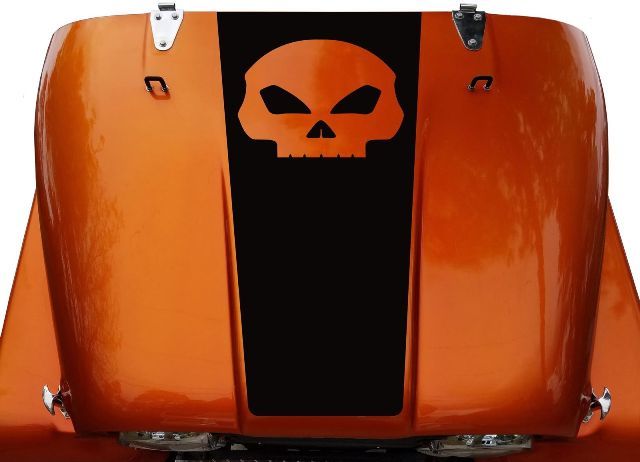 Skull Hood Blackout Vinyl Decal Sticker (21) fits: Jeep CJ 5, 6, 7, 8
