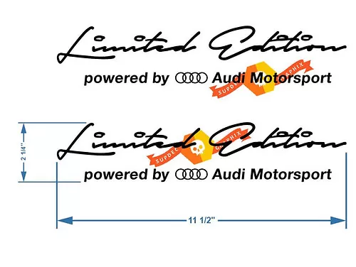 2 x Limited edition Audi Motorsport Decal Sticker compatible with Audi ...
