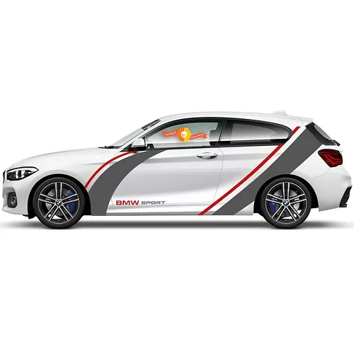 Pair BMW M colors stripes for SIDE Doors Bumper Fender Vinyl Decals ...