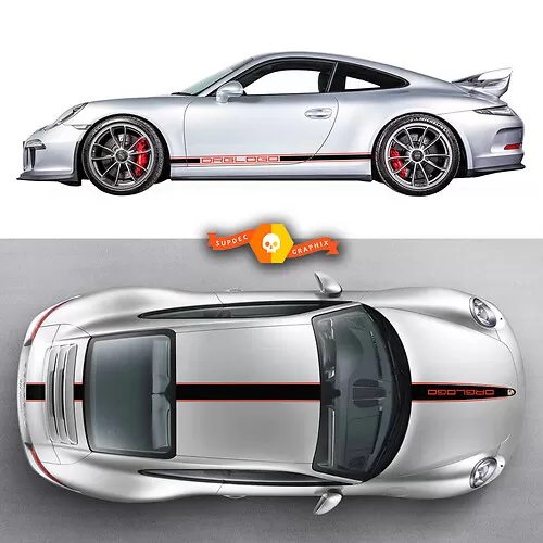 Porsche 911 Carrera Rocker Panel Side Stripe Decals Kit
