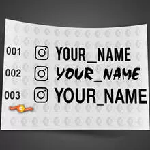 Custom Name Instagram Username Set of Decals Stickers