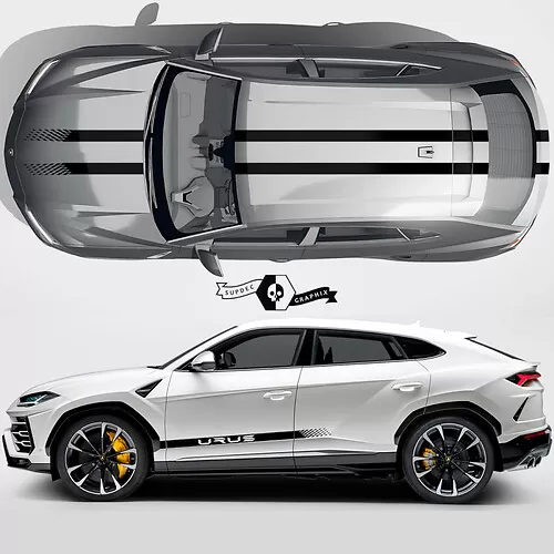 Pair Lamborghini Urus 2021 2022 2023 Side Doors Stripe "C" tape Trim ...