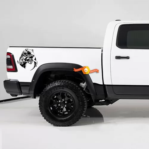 Dodge Demon on Chevy Silverado Large Side Logo Vinyl Decal