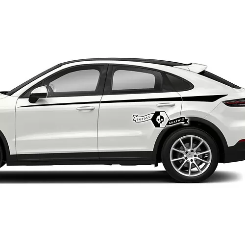 2x Porsche 2023 Porsche Macan T1 Side Solid Logo Stripes Doors Decal ...