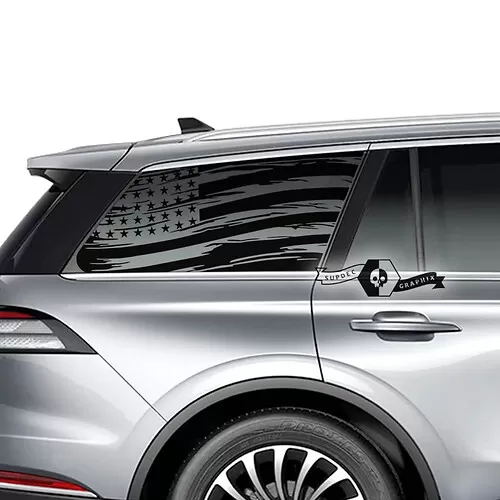 Pair Lincoln 2023 Aviator Window Contour Map Vinyl Decals Graphics Sticker
