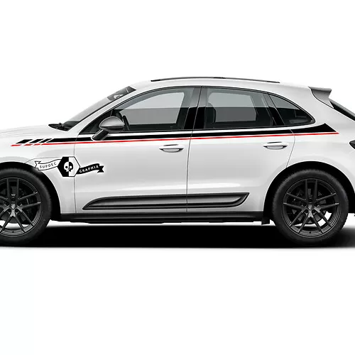 2x Porsche 2023 Porsche Macan T Side Line Stripes Doors Decal Stickers