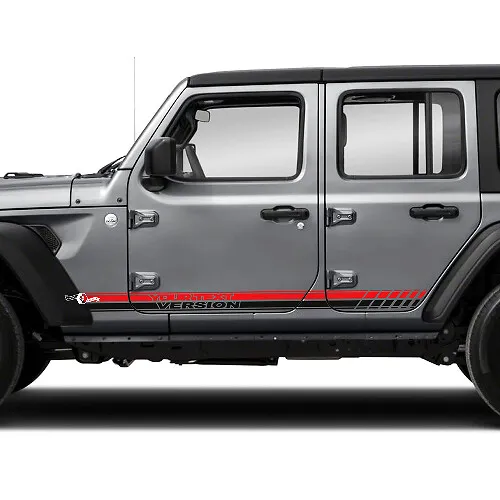 2 Jeep Wrangler Unlimited Doors Fender Side Logo Stripe 2 Colors Vinyl ...