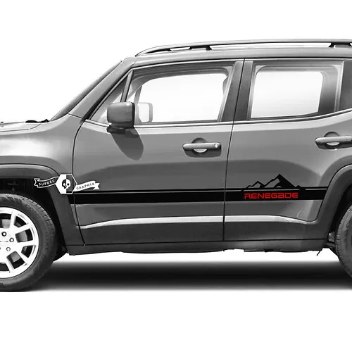 Pair Jeep Renegade Fender Doors Rear Side Stripe Graphic Vinyl Decal ...