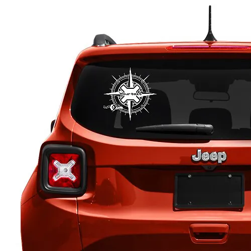 Custom Text Compass Tailgate Window Vinyl Decal Sticker for Jeep Renegade