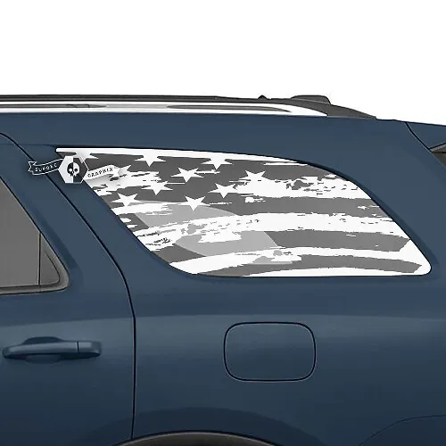 Pair Side Rear Window USA Flag Vinyl Decal Stickers for Dodge Durango