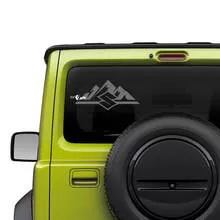 Suzuki JIMNY Rear Window Logo Mountains decal sticker graphics