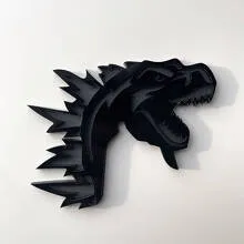 Custom 3D Godzilla Angry Logo Fender Badge Emblem Gray Black