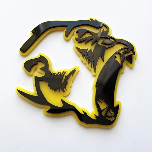 Custom 3D Badge Rhino Angry Black and Grey logo Fender Badges Emblem