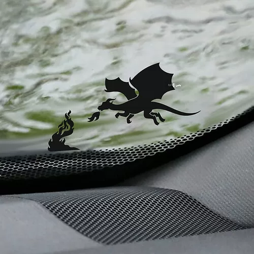 Dragon Flame Windshield Easter Egg Corner Decal - Custom Vinyl Graphic