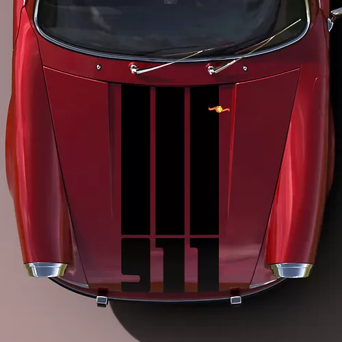 Porsche 911 Hood Central Stripe Decal Sticker