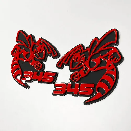 Hornet Bee 3D Badge Grey & Red Fender Emblem for Cars