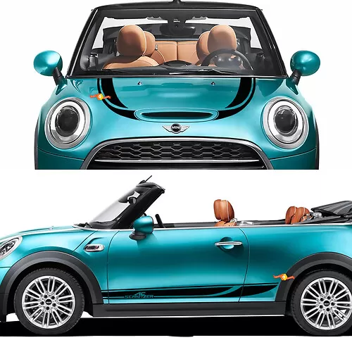 Mini Cooper British flag side stripes graphics decal