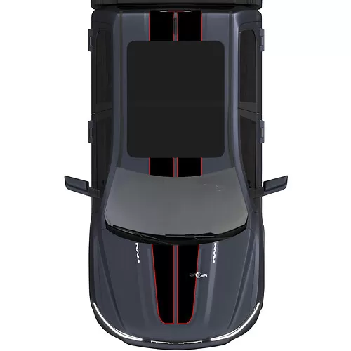 Hood and Roof Dual Central Stripes for Dodge RAM 1500 REV Vinyl Decals ...