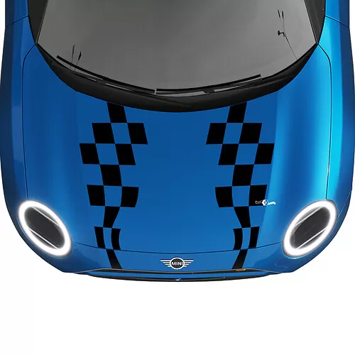 Hood Checkered stripes Mini Cooper Vinyl graphics decal Sticker for ...
