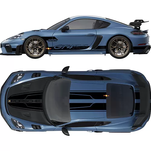 Dual Hood Roof Rear and side Stripes Decal Sticker for Porsche Cayman ...
