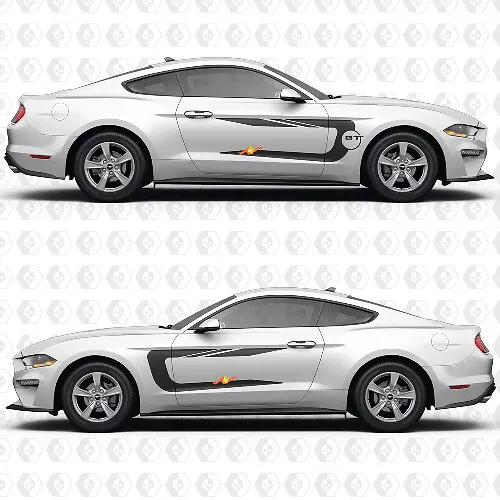 Mustang GT Side Doors Stripes Racing Decals Stickers for Ford Mustang