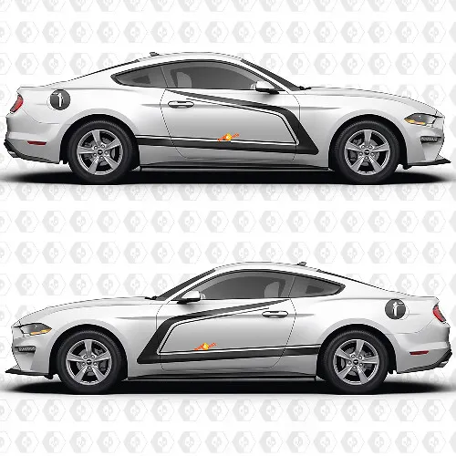Mustang Number Side Doors Stripes Racing Decals Stickers for Ford Mustang