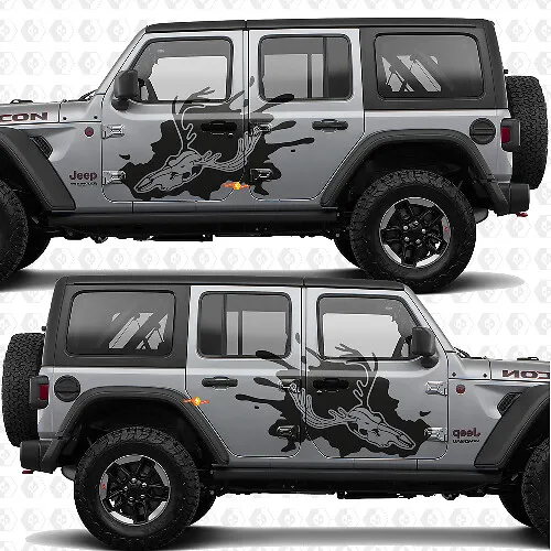 Deer Scull Splash Side Doors Vinyl decal sticker fit Jeep Wrangler