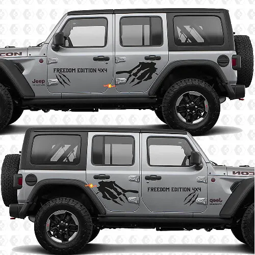 Pair Claw marks Side Doors Vinyl decal sticker Freedom Edition mokap ...