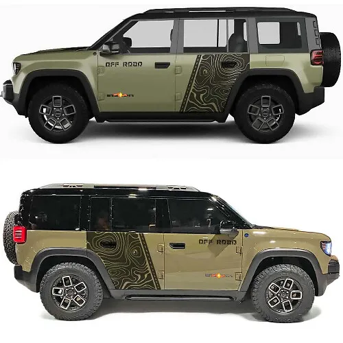 Topographic Map Off Road Side Doors Vinyl Decal for Jeep Recon