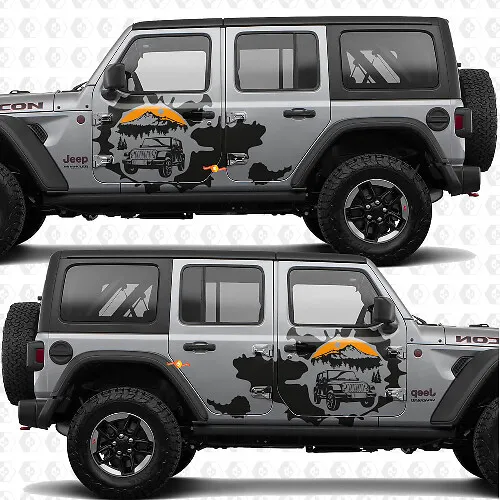 Overland Mountains Sunset Splash Side Doors Vinyl decal sticker fit ...