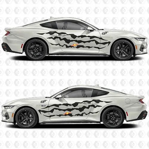 Claw Slash Stripe Side Door Vinyl Decals Stickers for Ford Mustang