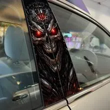 Bio-Mechanical Face Pillar Doors Vinyl Decal Sticker