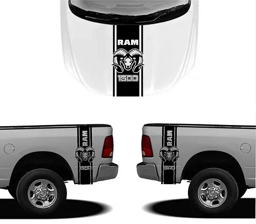2015-16-17 Dodge Ram Hemi Rebel Hood Truck Decal Graphic Reb-08