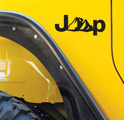 2 Wrangler Chrome Vinyl Sticker Decal JEEP WRANGLER Hood