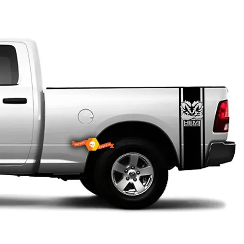Dodge Ram HEMI Powered Hash Vinyl Decal 2 Stripes Truck Graphics Set Kit