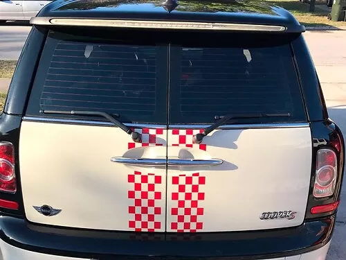 Mini Cooper Clubman Dual Checkered Stripes Vinyl Decals Stickers 2008-2013