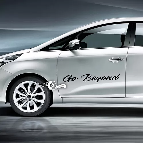 Pair Doors Lettering Go Beyond Emblem Logo Vinyl Decal Sticker