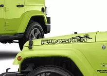 Pair Jeep Wrangler Punisher with Compass Vinyl Hood Decals TJ JK YJ