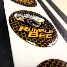 Start engine button Rumble Bee emblem domed decals