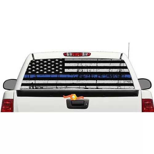 Thin Blue Line Flag Graphic Rear Window OR tailgate Decal Sticker Pick ...