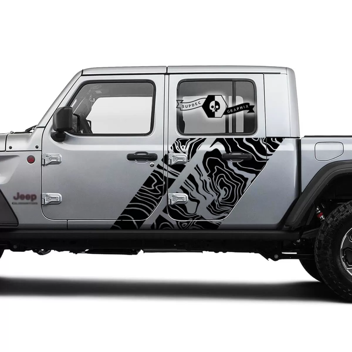 Pair of Jeep Gladiator side door contour map body vinyl graphic stripes