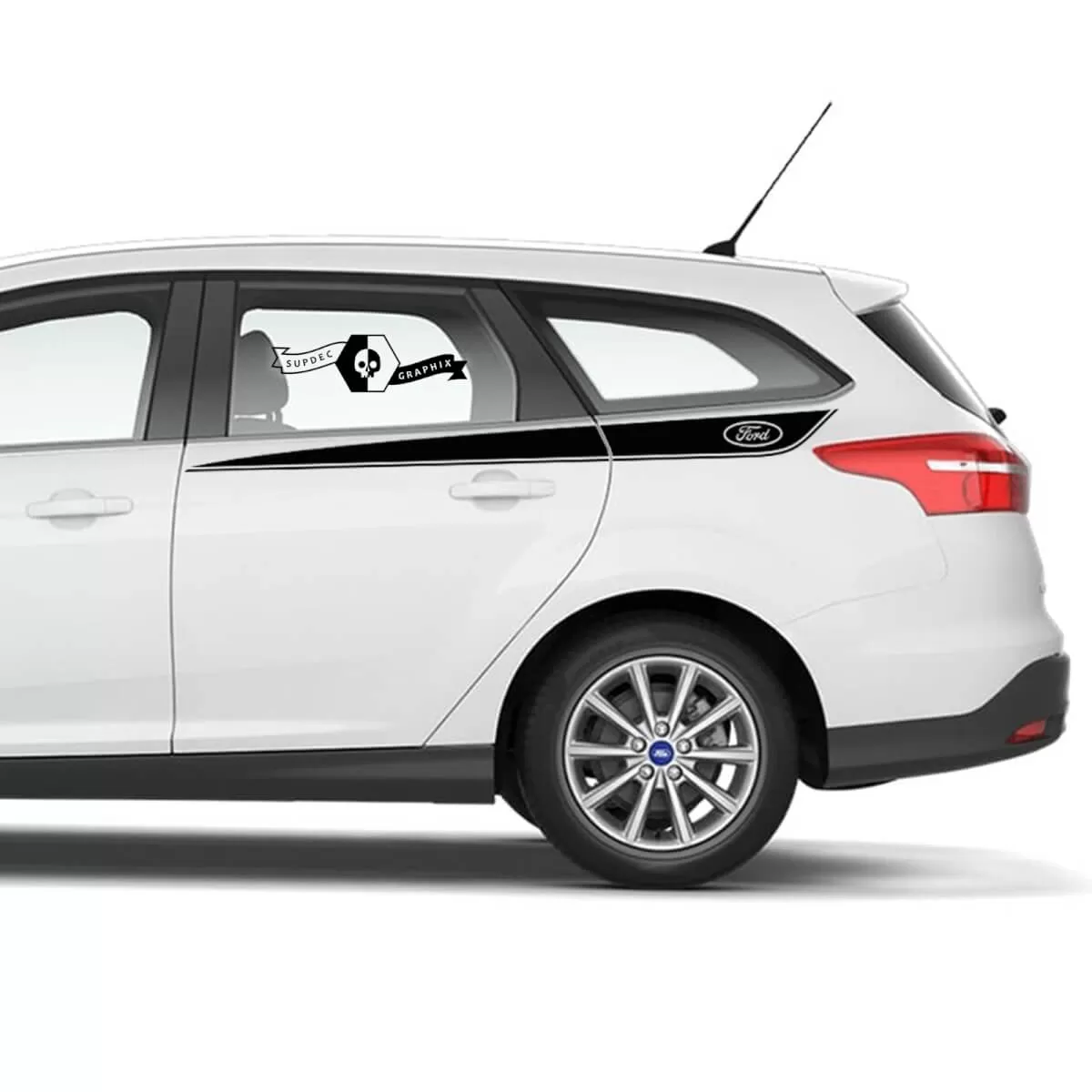 Pair Ford Focus Side Doors Logo stripes Wrap decals Graphic Kit