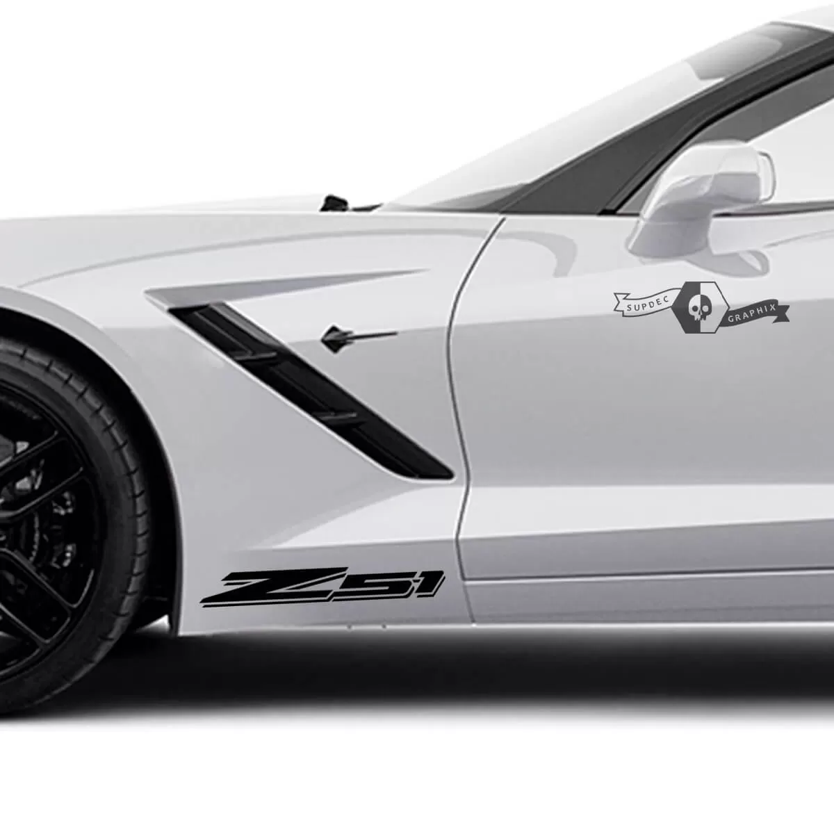 2x Chevrolet Corvette Side Doors Shadow Z51 Logo Trim Vinyl Decal Sticker