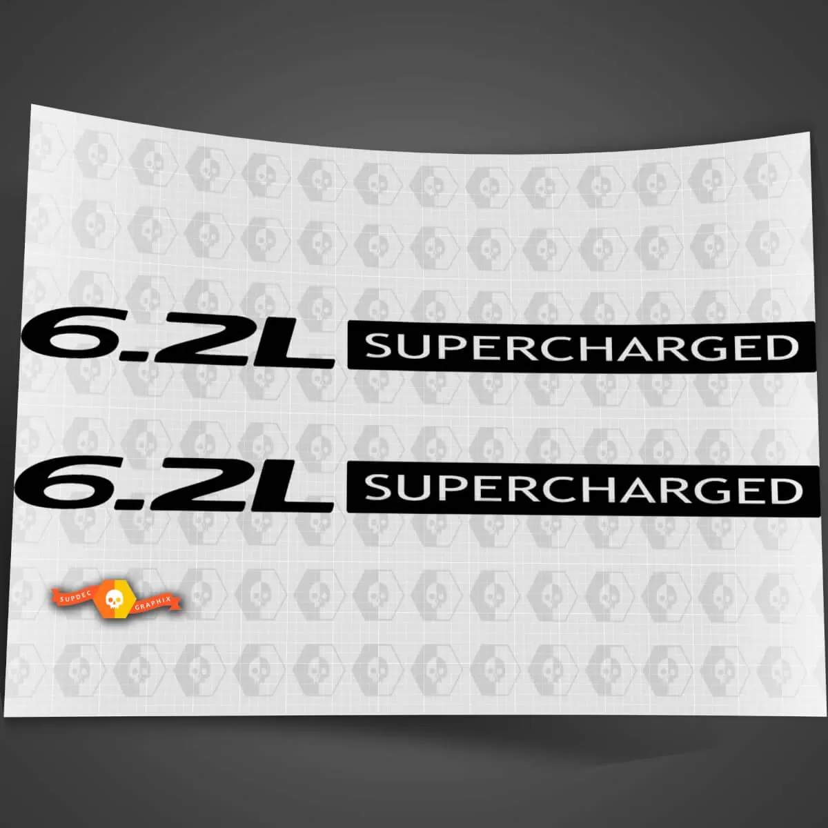 2x 6.2L Supercharged hood scoop outline decal decals
