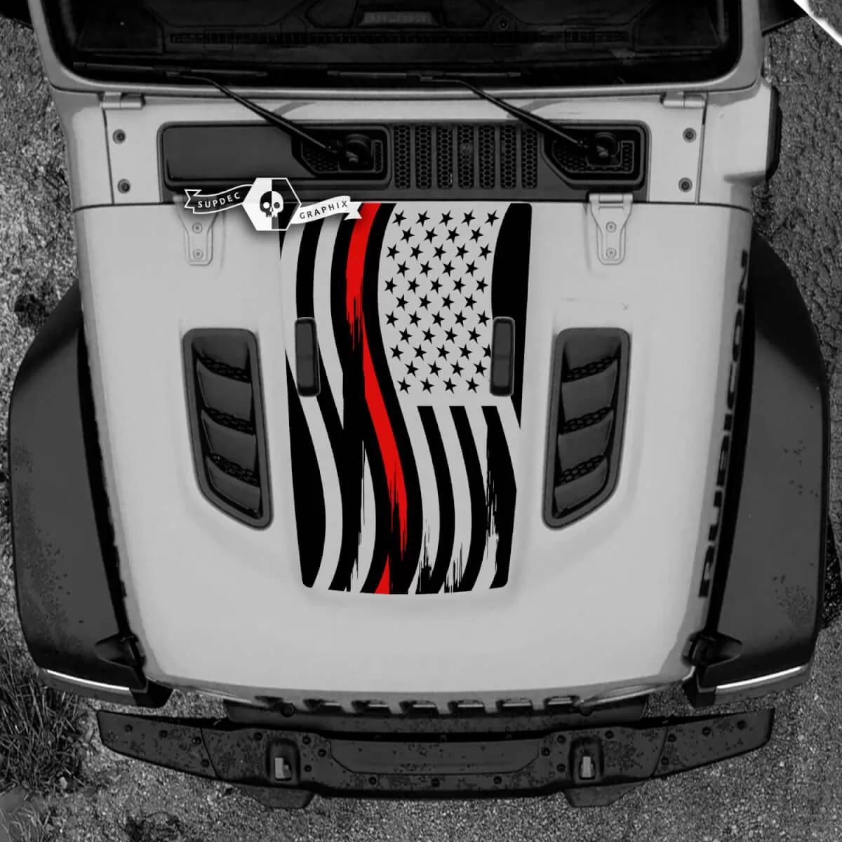 Hood Jeep RUBICON Wrangler JL Vinyl USA Flag 2018 + Up Banner Decal ...