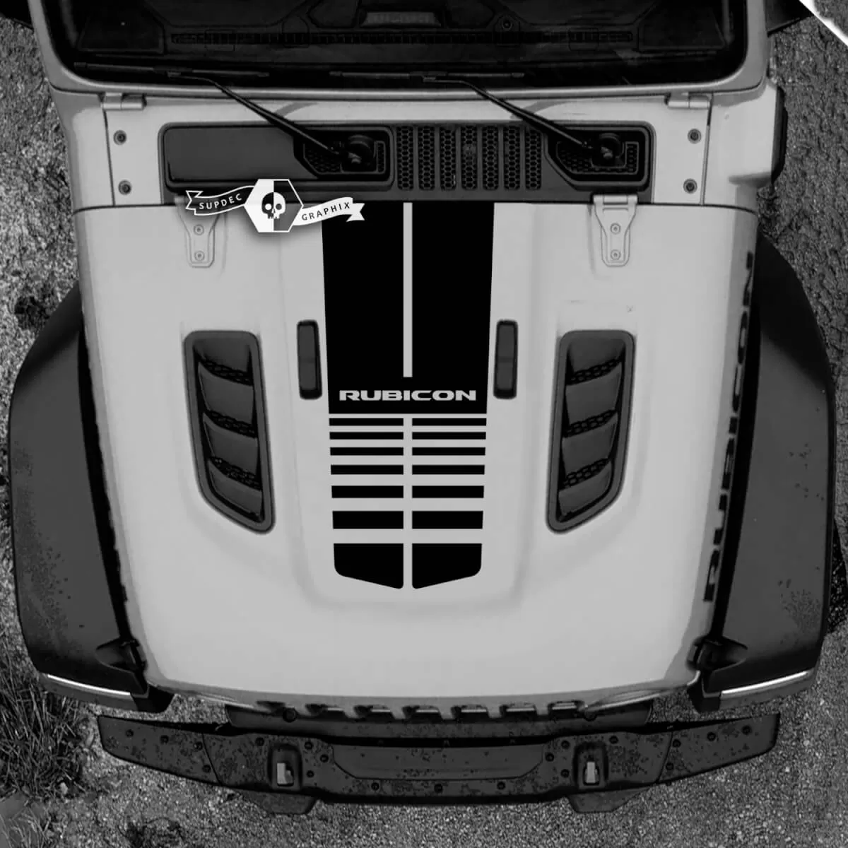 Hood Jeep RUBICON Wrangler JL Vinyl Banner Logo Lines Decal Sticker ...
