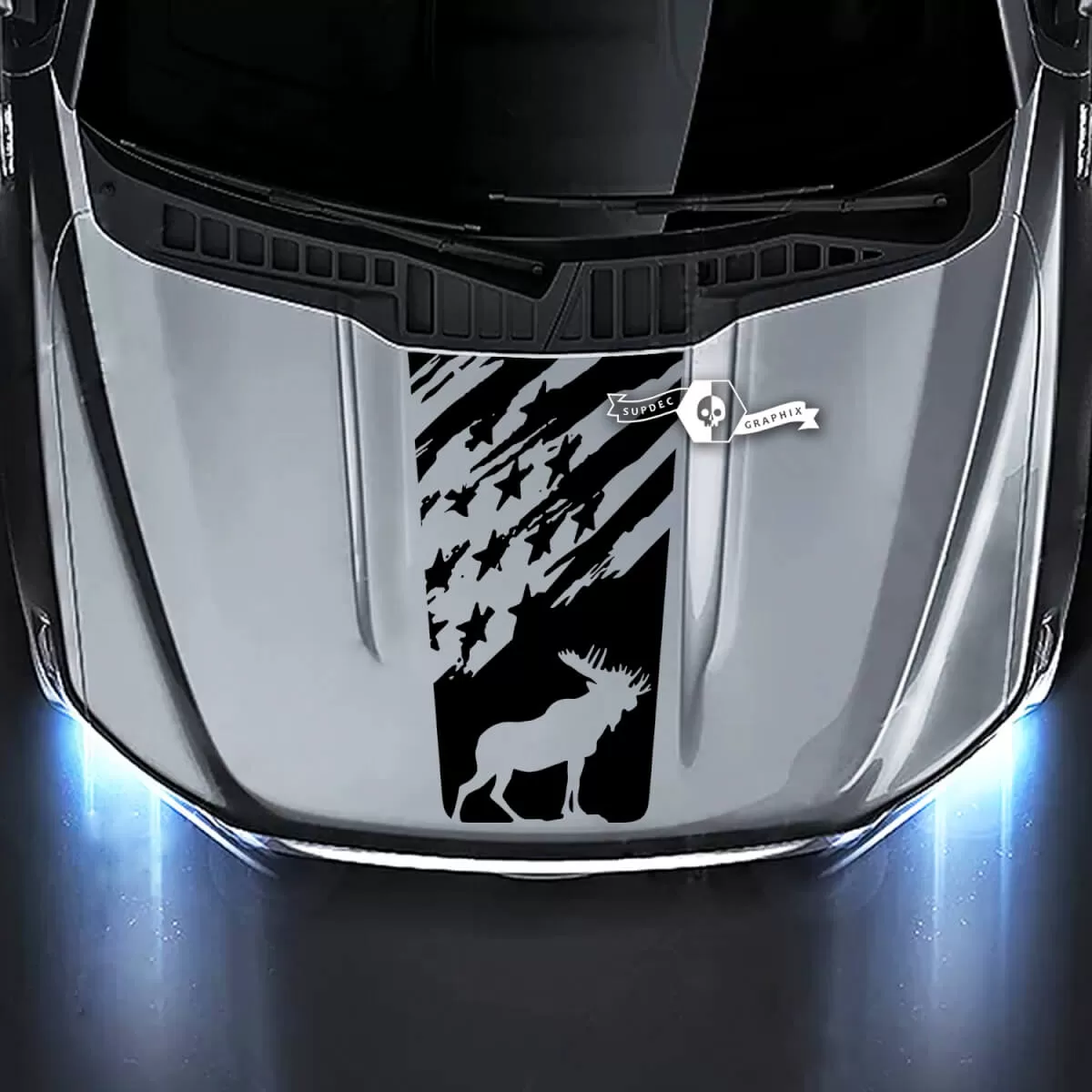 Ford F-150 XL XLT STX LARIAT Hood Moose Flag USA Graphics Decals Stickers