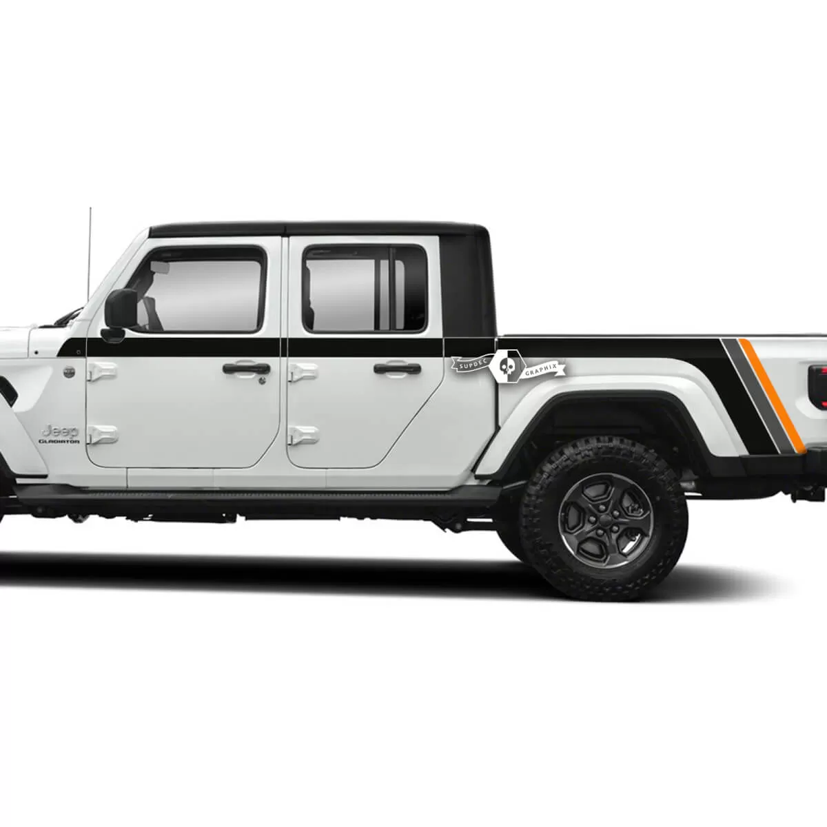 Pair Jeep Gladiator Side Doors Bed Fender Stripes Style Vinyl Decal ...