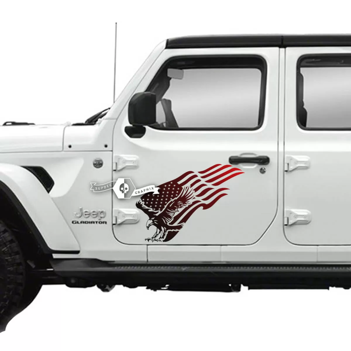 Pair of Jeep Gladiator Side Door USA Flag Bald Eagle Decals Vinyl ...