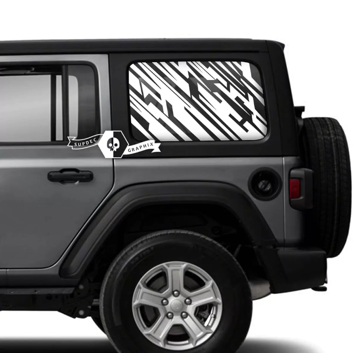 Pair of Jeep Wrangler Unlimited Side Door Window Mud Vinyl Graphics Stripe